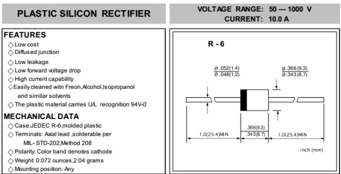 10A1 - 10A 100V rectifier diodes